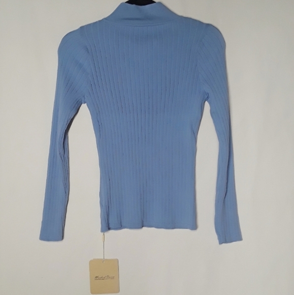 Masked Queen | Tops | Masked Queen Blue Ribbed Long Sleeve Marbelized ...